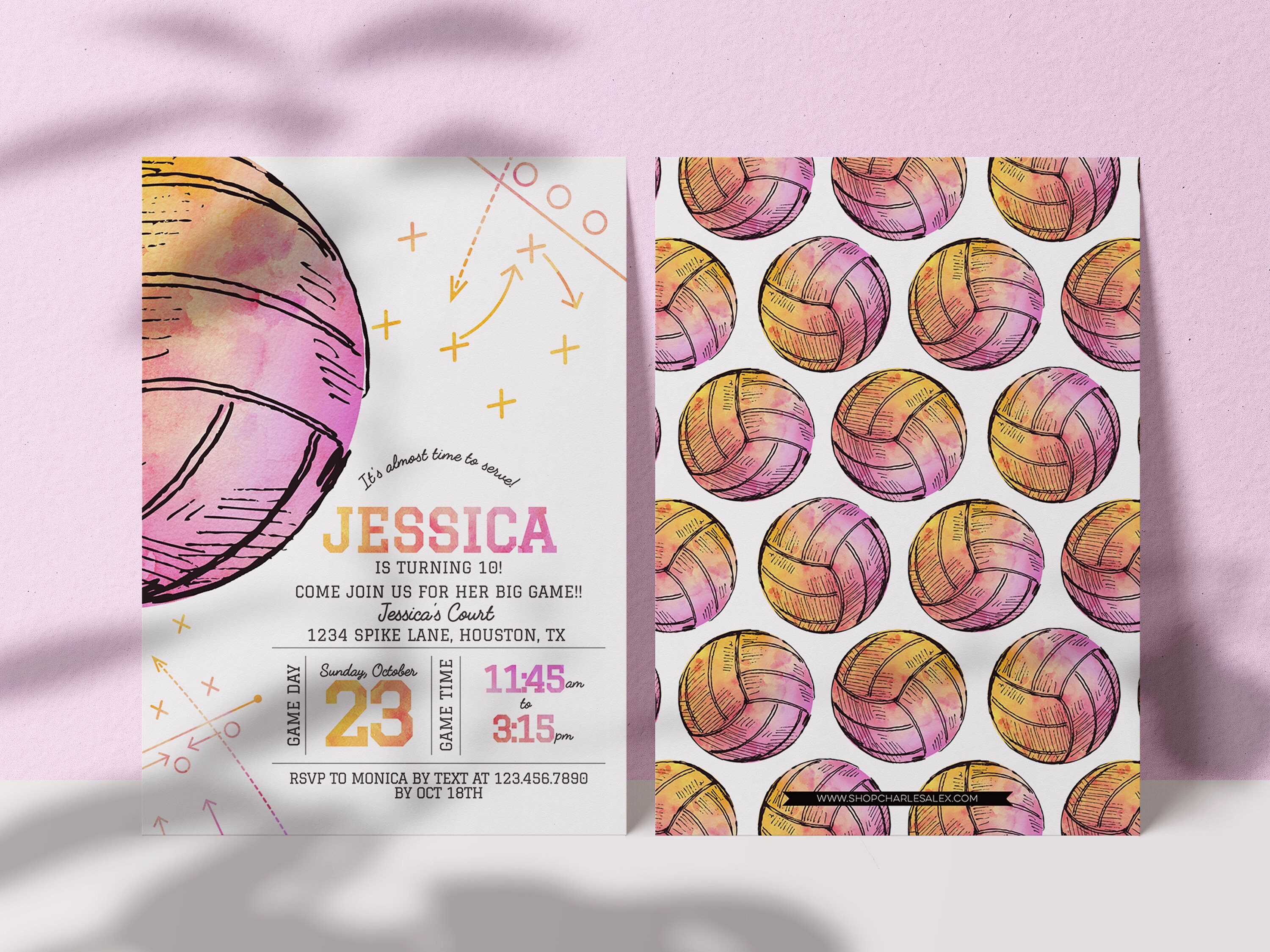 Editable Volleyball Invitation, Girl Volleyball Birthday Invitation ...