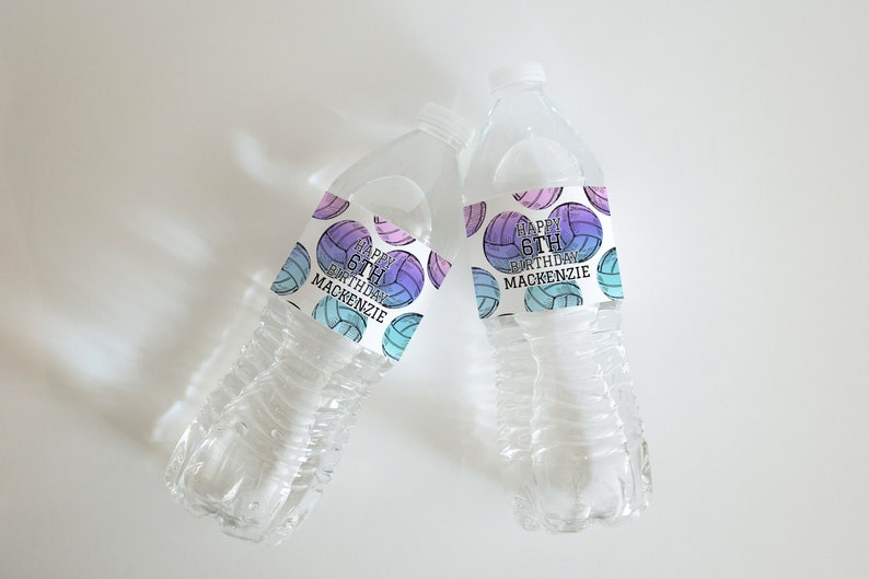 Editable Volleyball Water Bottle Labels Volleyball Birthday Bottle ...