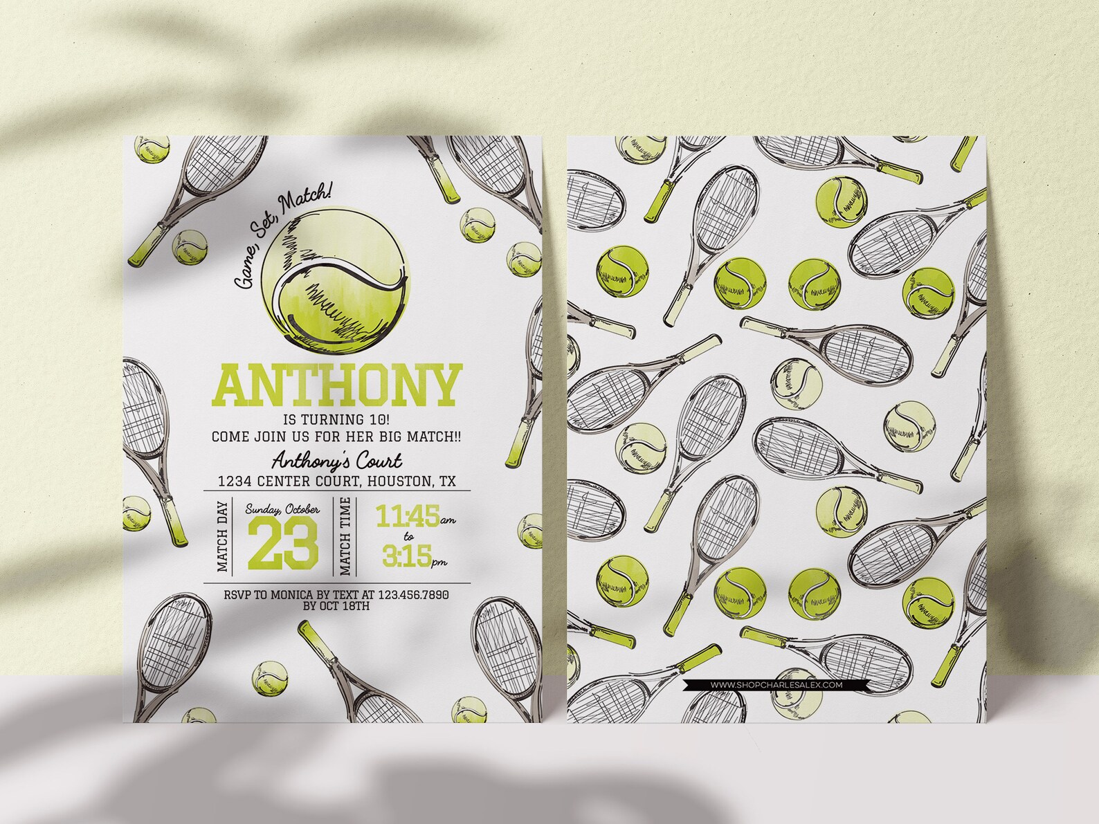 Editable Tennis Invitation, Tennis Birthday Party Invitation, Tennis ...