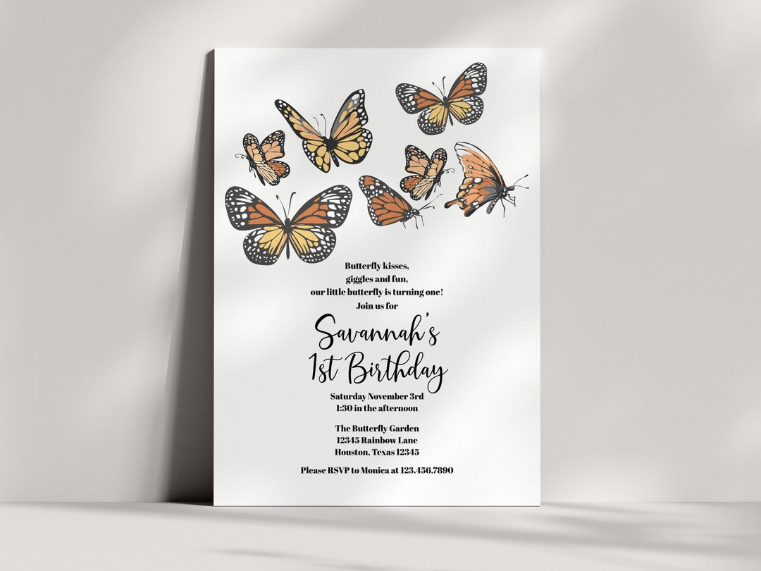 Monarch Butterfly Invitation | Butterfly Invitation | Butterfly Party ...