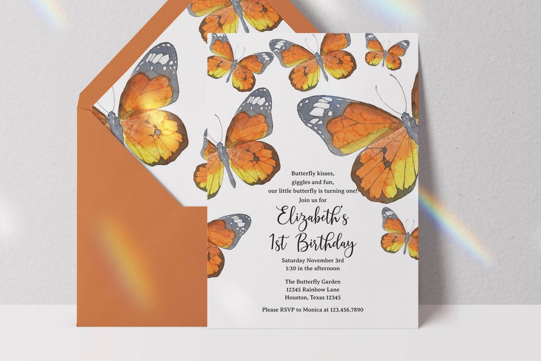 Monarch Butterfly Invitation | Butterfly Invitation | Butterfly Party ...