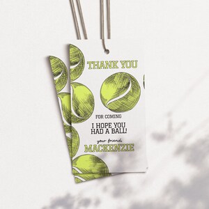 Editable Tennis Favor Tag, Tennis Birthday Favor Tag, Tennis Birthday ...