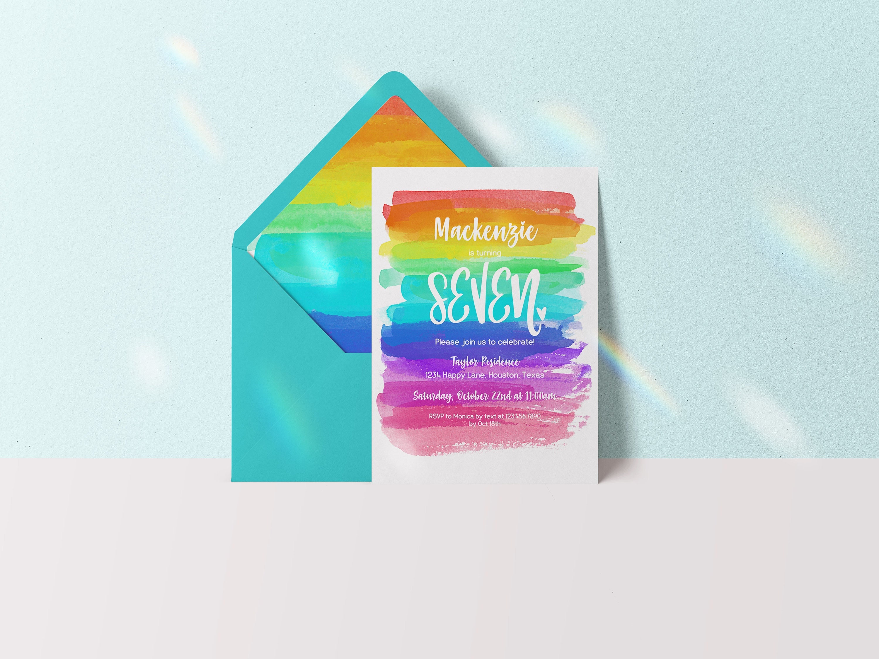 Editable 7th Birthday Invitation Seventh Girl Birthday Etsy