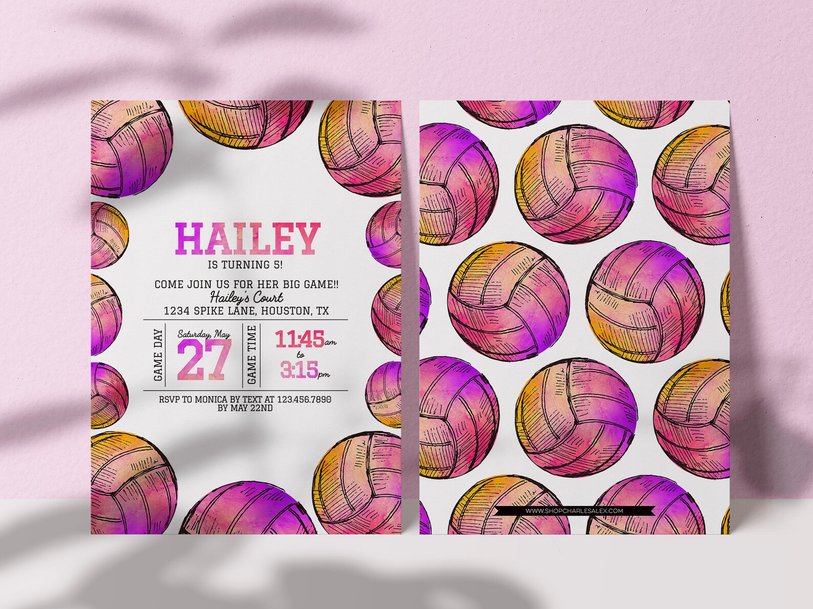 Editable Volleyball Invitation, Girl Volleyball Birthday Invitation ...