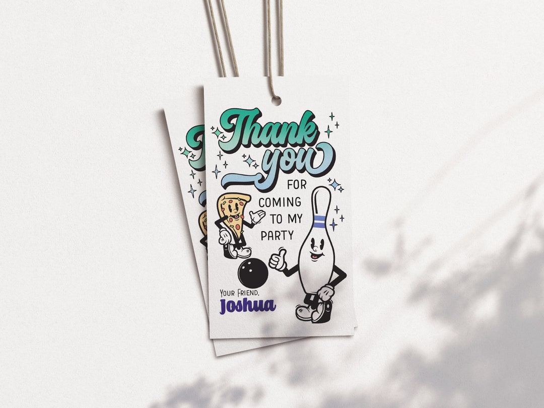 Editable Bowling Party Favor Tag, Bowling Birthday Tag, Bowling ...