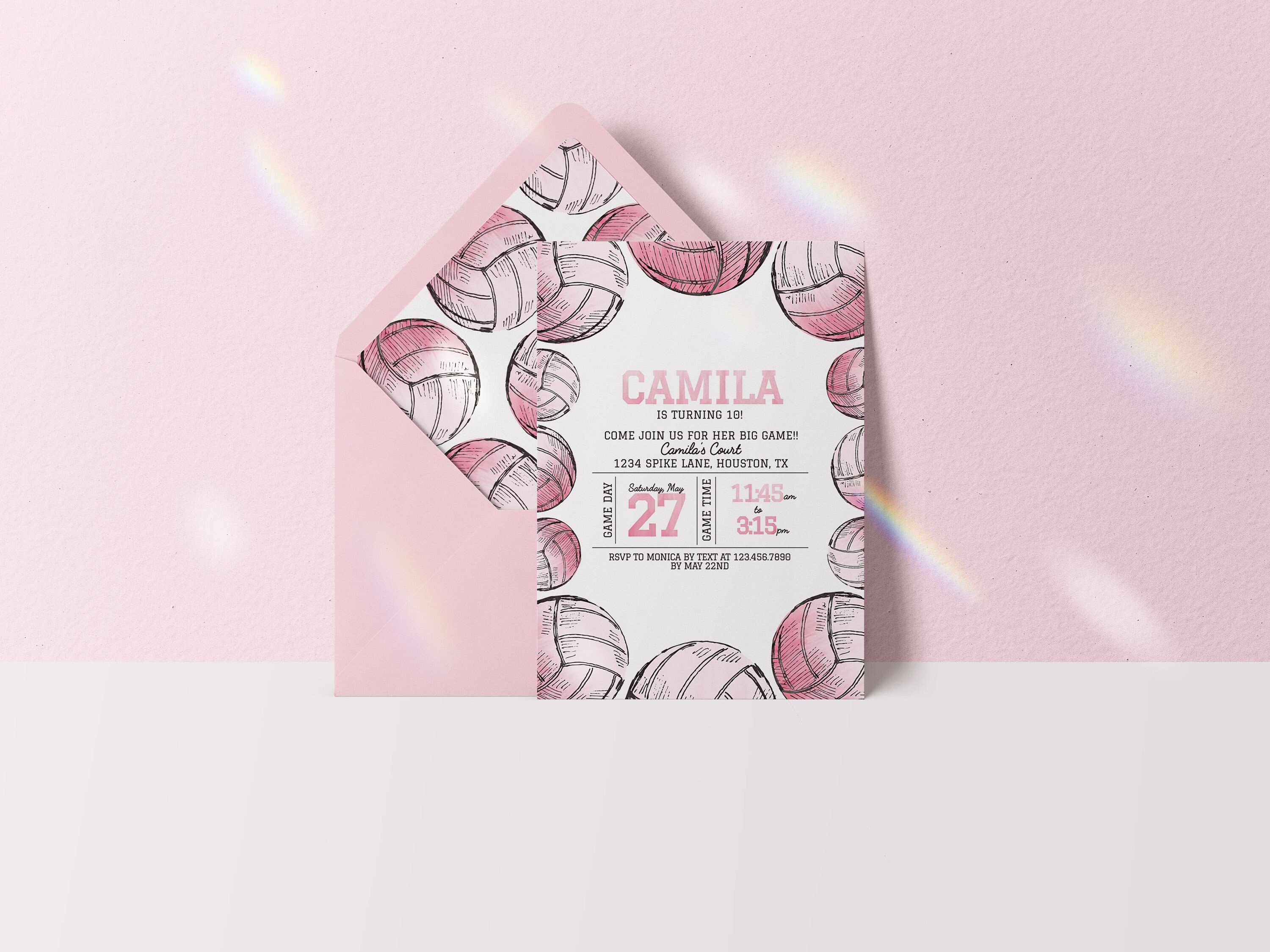 Editable Volleyball Invitation, Girl Volleyball Birthday Invitation ...