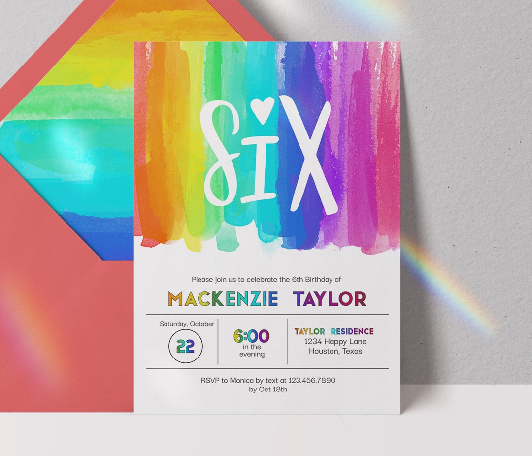 Editable 6th Birthday Invitation, Sixth Girl Birthday Invite, 6th ...