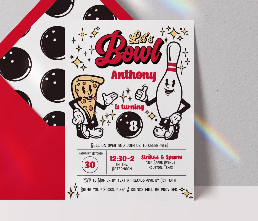 Bowling Party Invitation Bowling Birthday Invitation Bowling Birthday ...