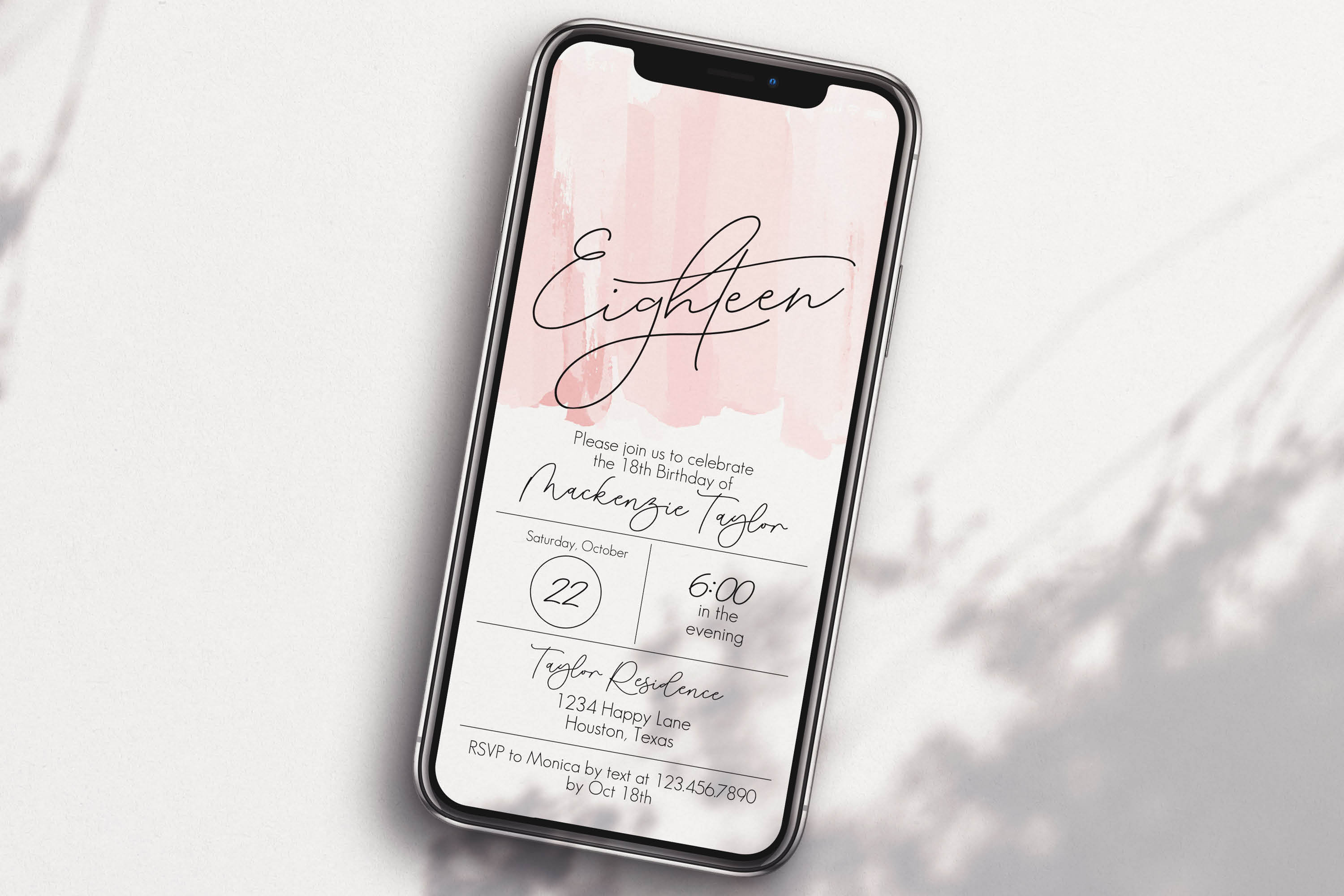 Textable 18th Birthday Invitation Teen Girl Birthday Phone - Etsy