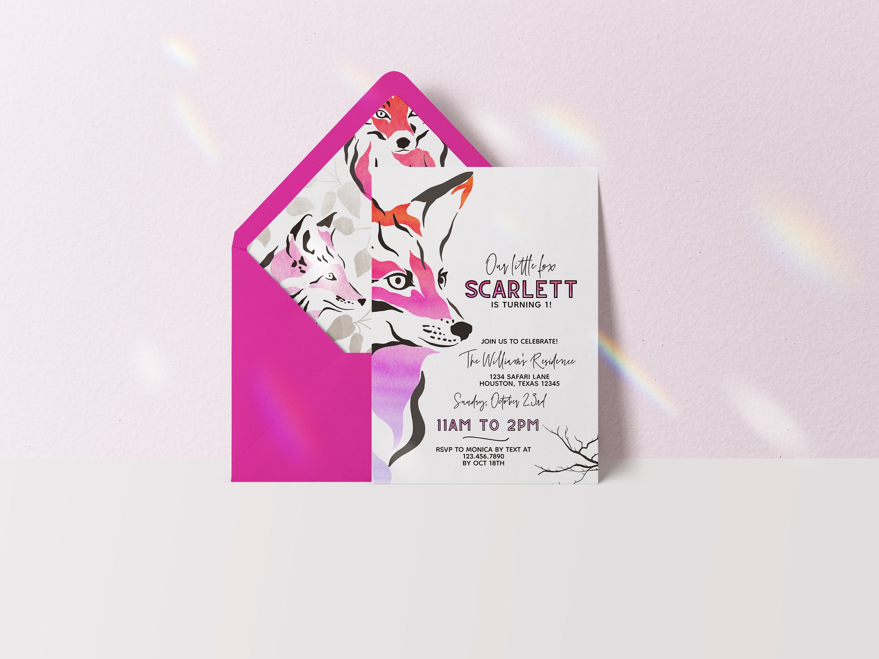 Editable Fox Birthday Invitation, Fox Theme Birthday Invite for Girl ...