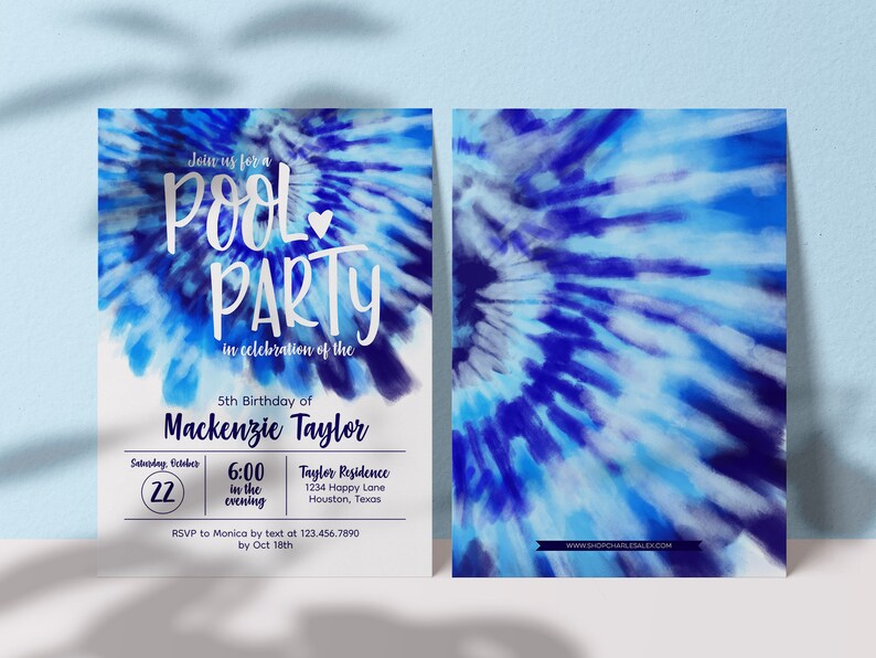 Editable Pool Birthday Party Invitation Tie Dye Pool Party - Etsy