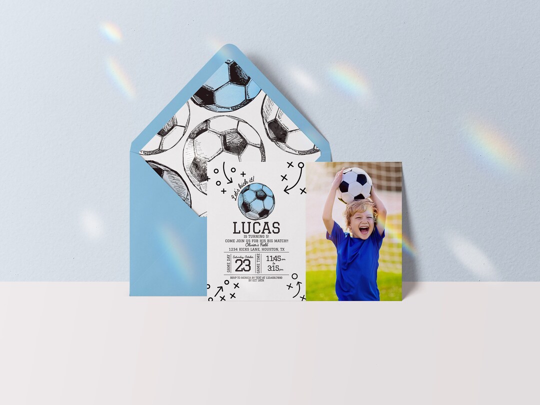 Editable Soccer Invitation With Photo, Soccer Birthday Invitation ...