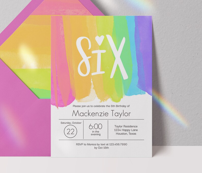 Editable 6th Birthday Invitation, Sixth Girl Birthday Invite, 6th ...