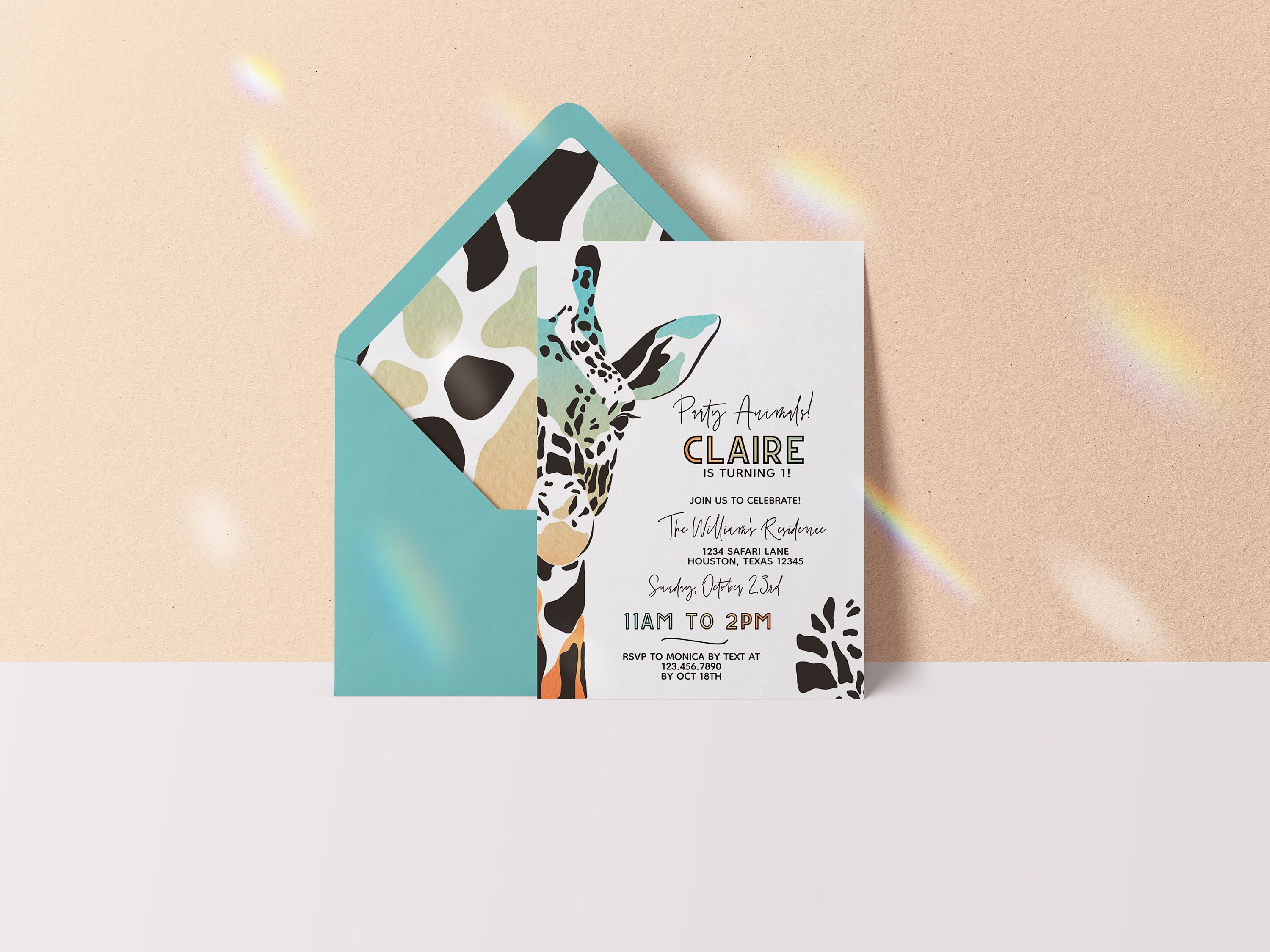 Editable Giraffe Birthday Invitation, Giraffe Theme Birthday Invite, Party Animals Invitation ...