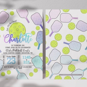 Editable Pickleball Invitation Pickle Ball Birthday Party Invitation ...