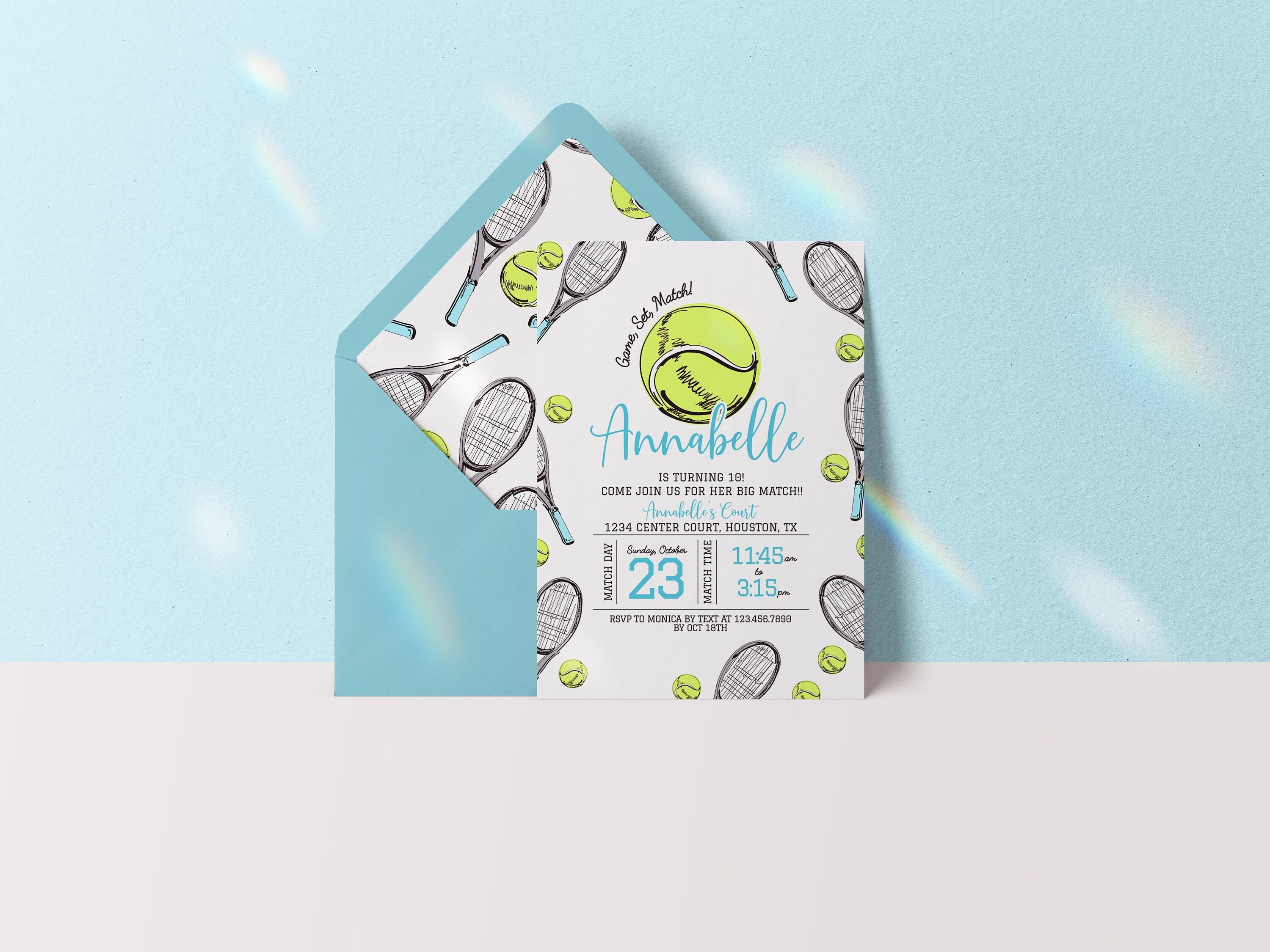 Editable Tennis Invitation, Tennis Birthday Party Invitation, Tennis ...