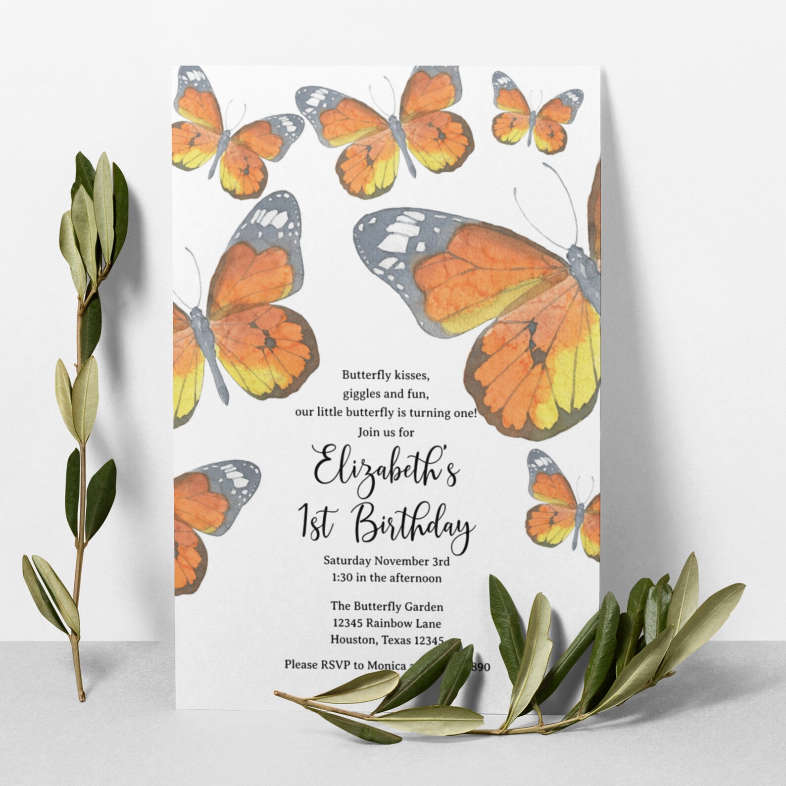 Monarch Butterfly Invitation Butterfly Invitation - Etsy