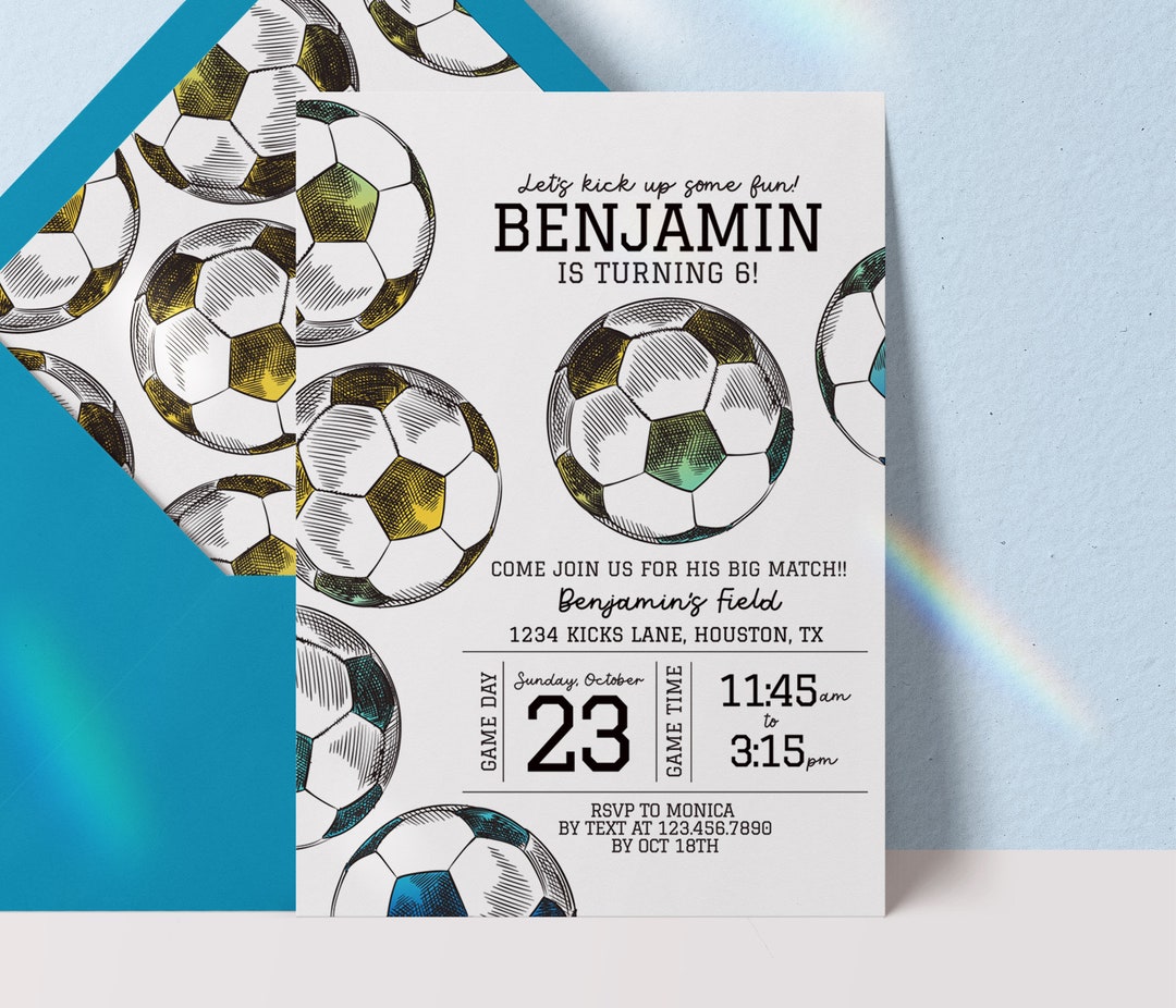 Editable Soccer Party Invitation, Soccer Birthday Invitation, Soccer ...