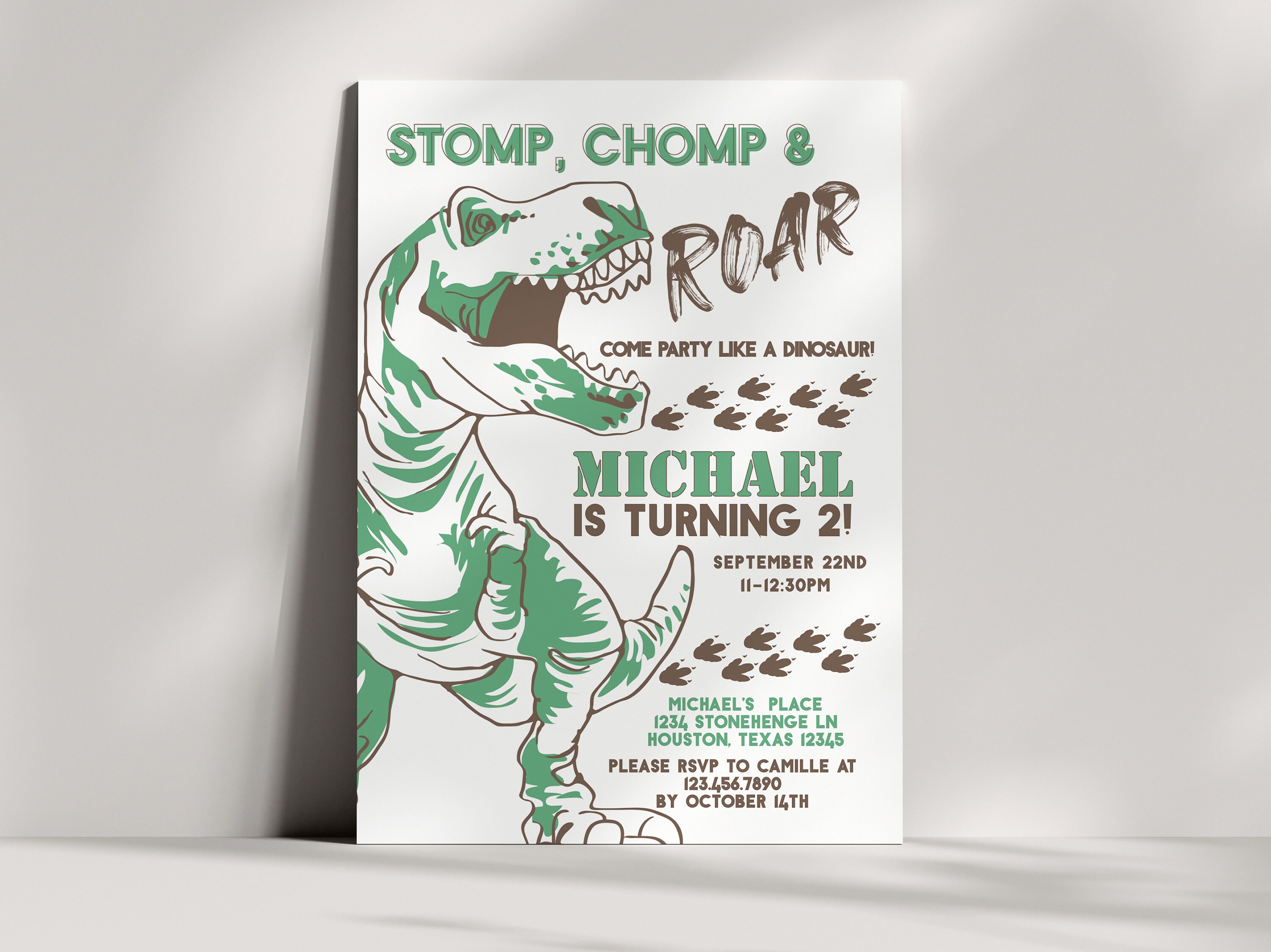 Editable Dinosaur Birthday Invitation, Gold Dinosaur Birthday Invite ...