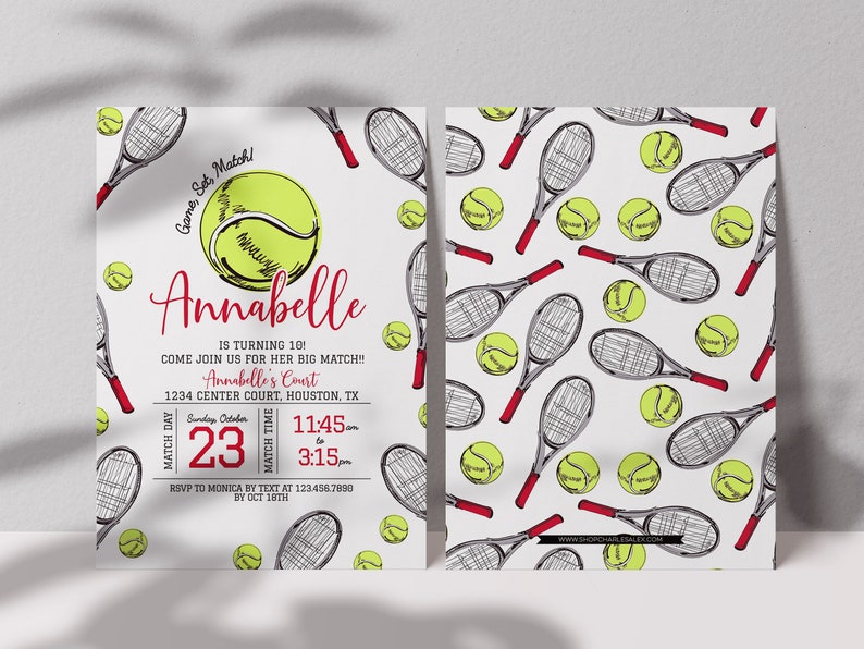 Editable Tennis Invitation, Tennis Birthday Party Invitation, Tennis ...