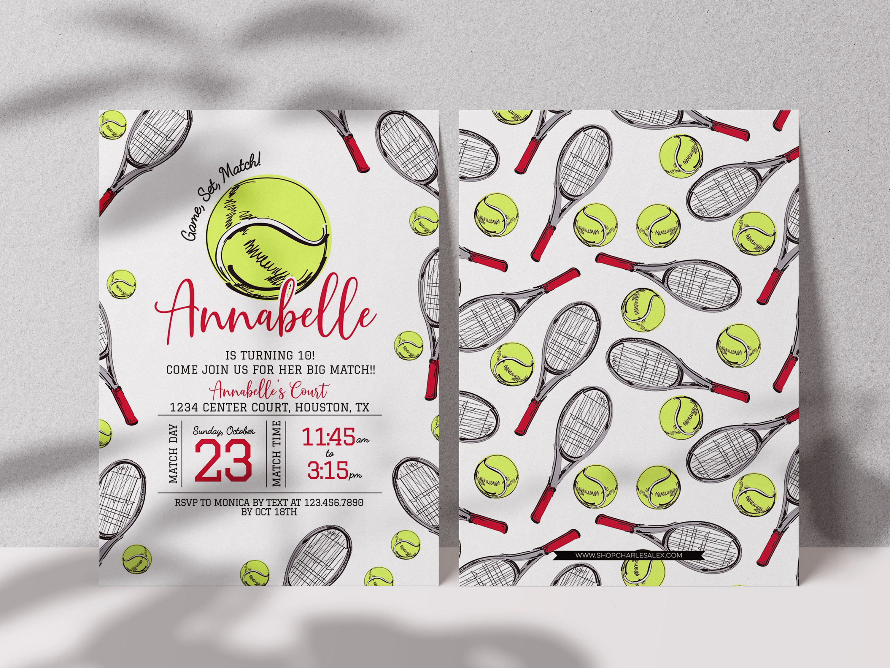 Editable Tennis Invitation, Tennis Birthday Party Invitation, Tennis ...