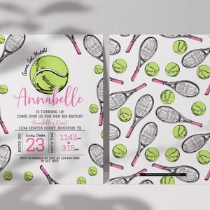 Editable Tennis Invitation, Tennis Birthday Party Invitation, Tennis ...