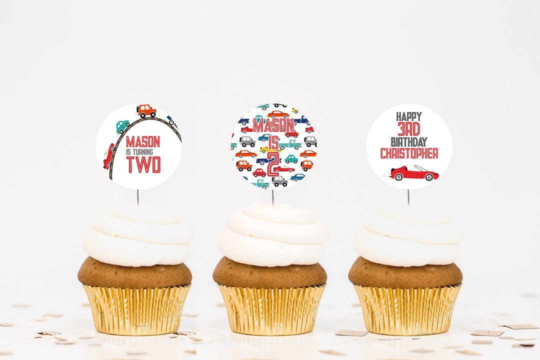 Editable Car Cupcake Toppers, Car Birthday Cupcake Toppers, Racecar ...