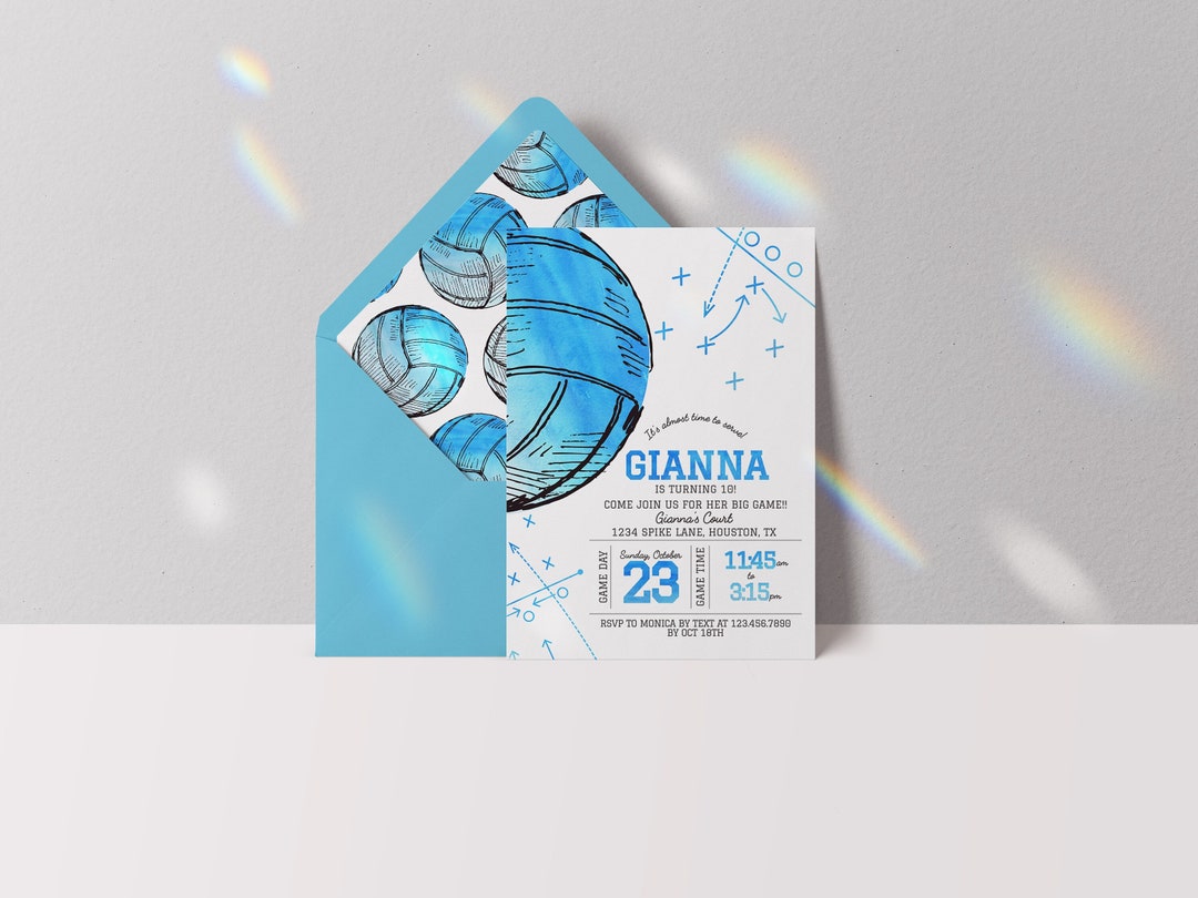 Editable Volleyball Invitation, Girl Volleyball Birthday Invitation ...