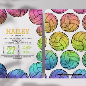 Editable Volleyball Invitation, Girl Volleyball Birthday Invitation ...