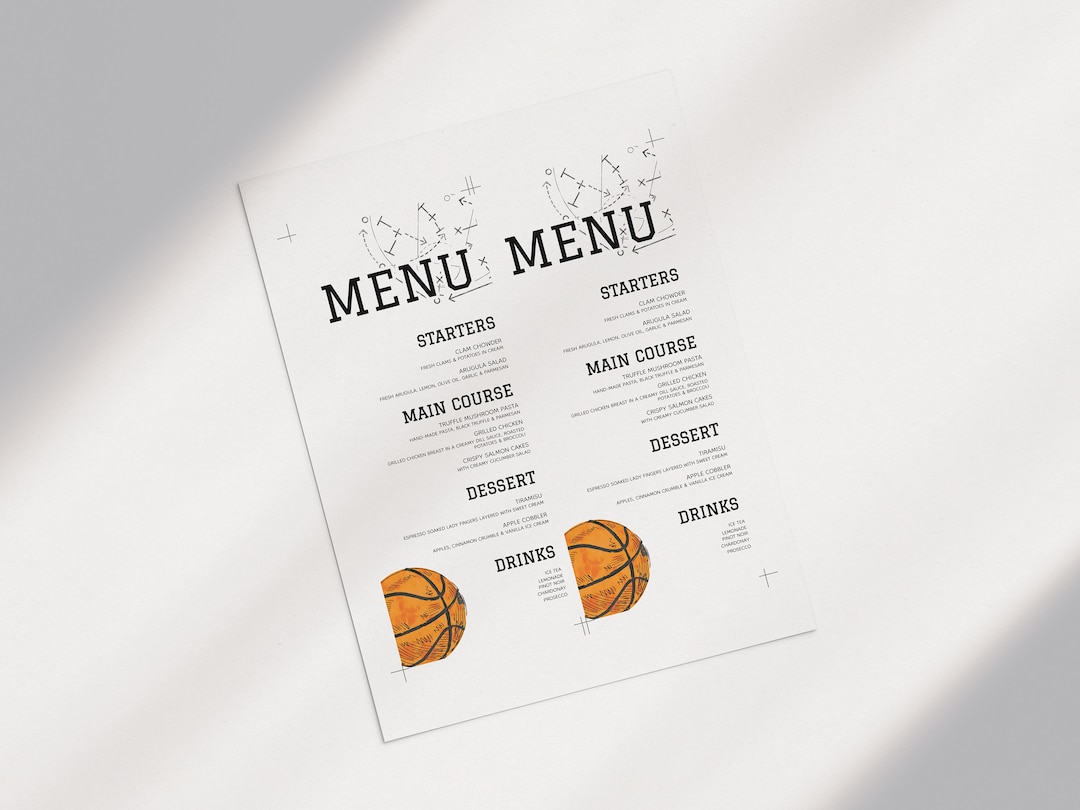 Editable Basketball Menu, Basketball Birthday Dinner Menu, Basketball ...