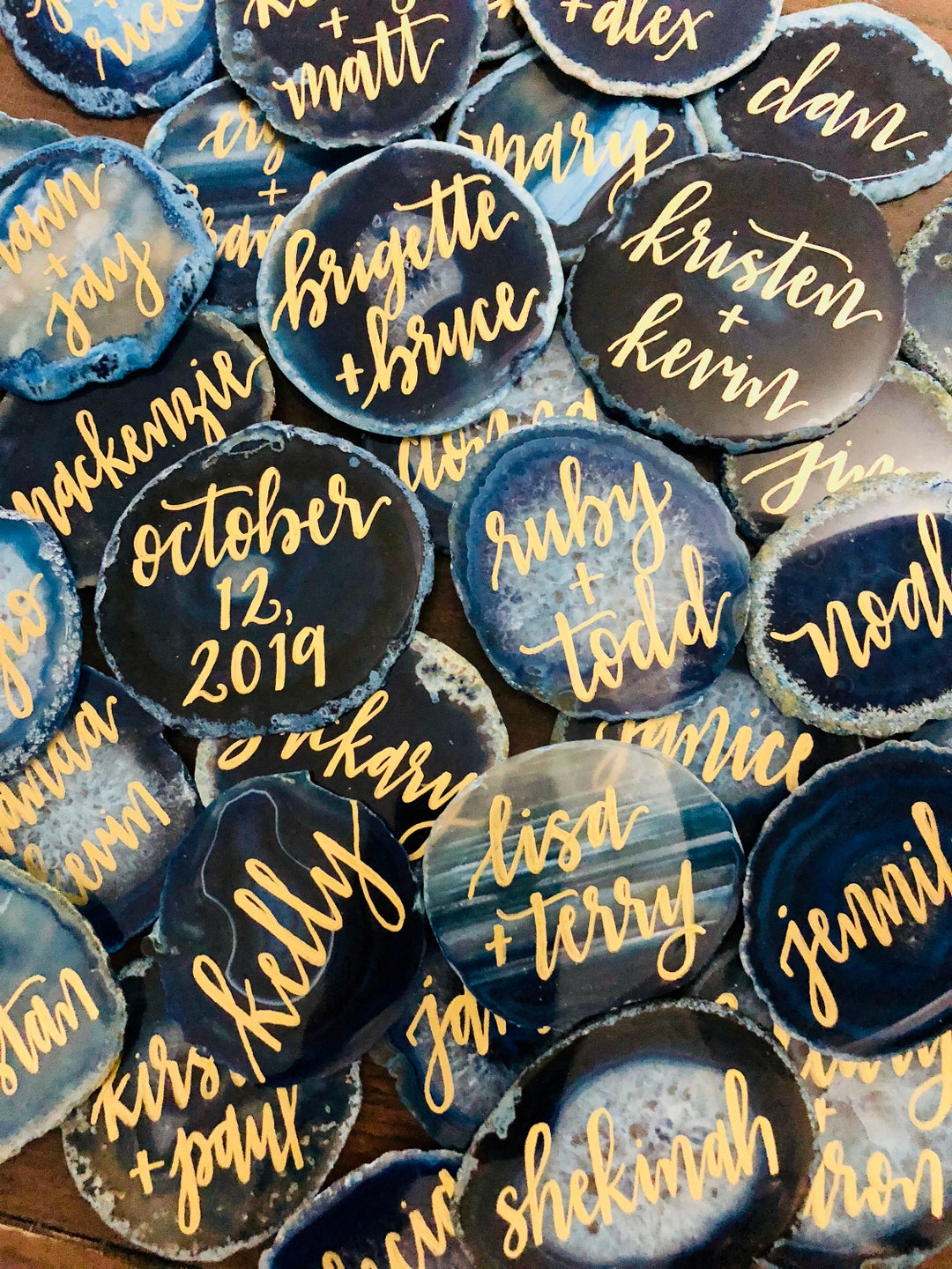 Agate Slices With Calligraphy Custom, Made to Order Great for Place ...