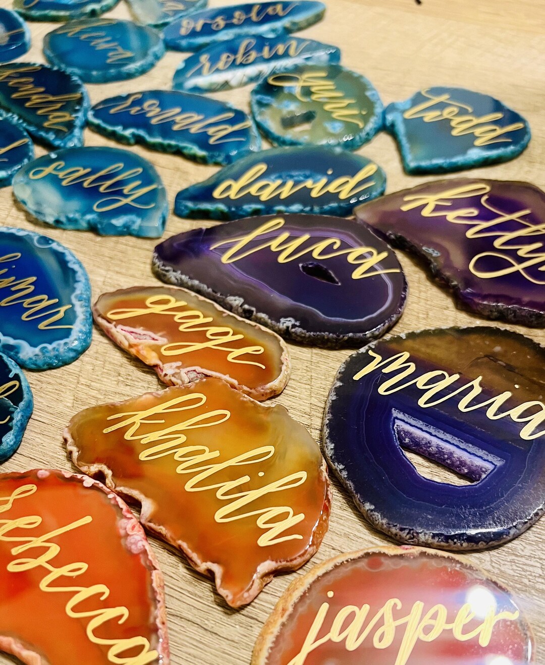 NEW COLORS! Agate Slices With Calligraphy - Custom, Made to Order ...