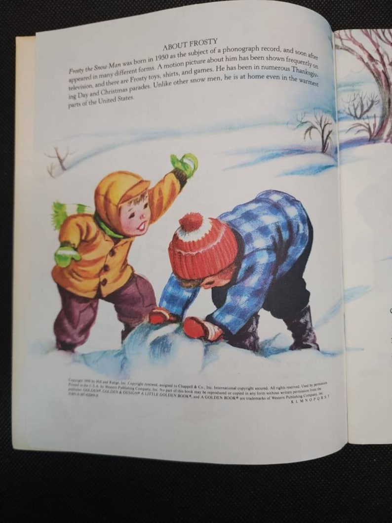 Frosty the Snowman, Vintage 1980s Little Golden Book, Soft Cover, Told ...