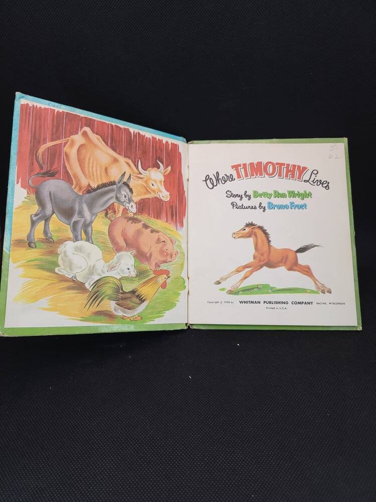 Where Timothy Lives Whitman Tell-a-tale Books Copywrite 1958 - Etsy