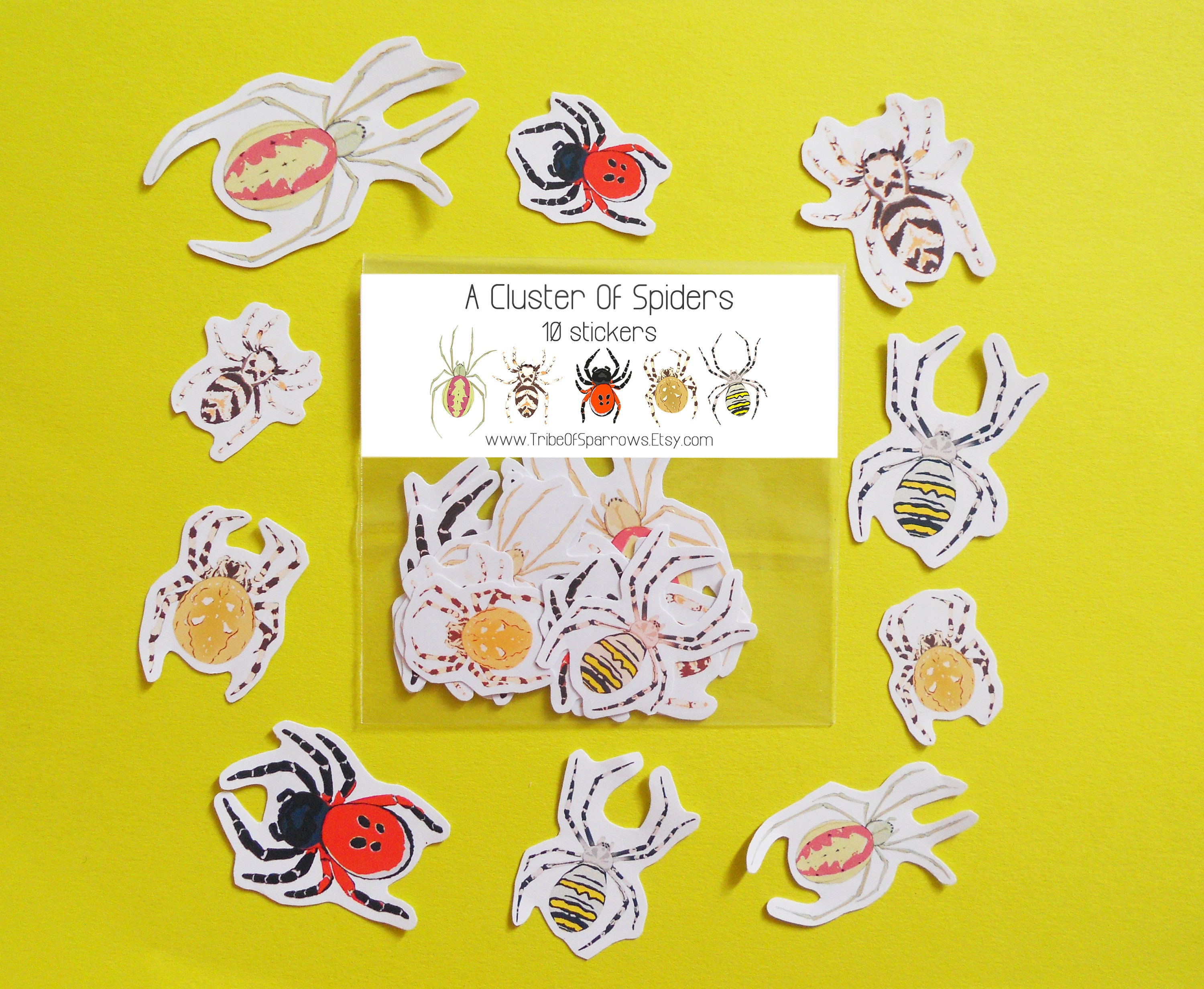 Spider Stickers ten Sticker Flakes | Etsy