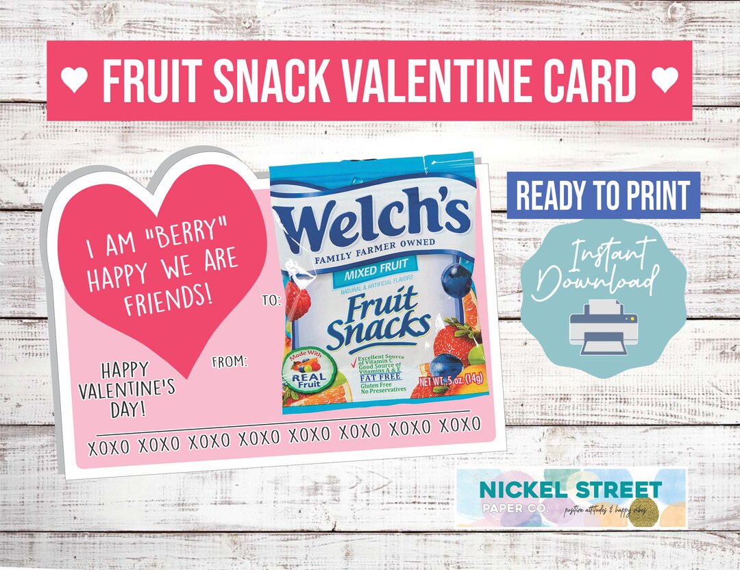INSTANT DOWNLOAD Valentines Day Fruit Snack, Kids Valentines Cards ...