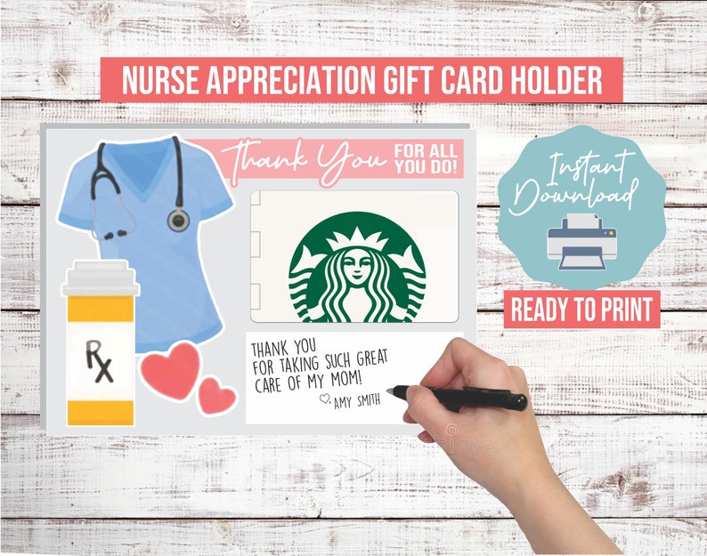 Nurse Appreciation Gift Card Holder: Printable Thank You (digital ...
