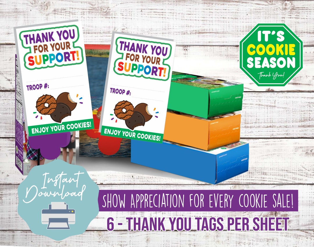 Girl Scout Cookie Thank You Tags: Printable Note Cards (digital ...