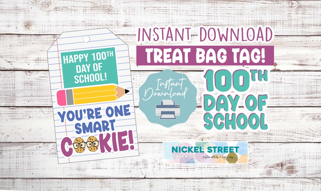 PRINTABLE You Are One Smart Cookie! Happy 100th Day! Tag | Instant ...