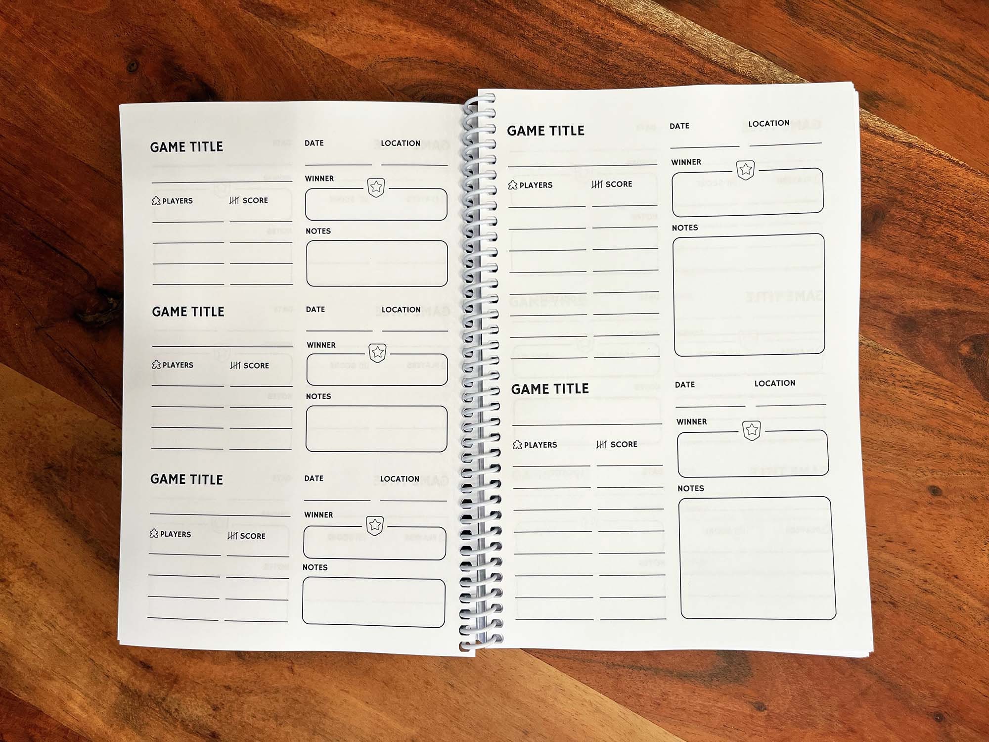 Game Night Board Game Journal: Spiral Bound Board Game Record Book Game ...