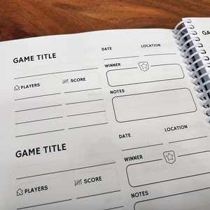 Game Night Journal: Spiral Bound Score Tracker & Logbook - Etsy