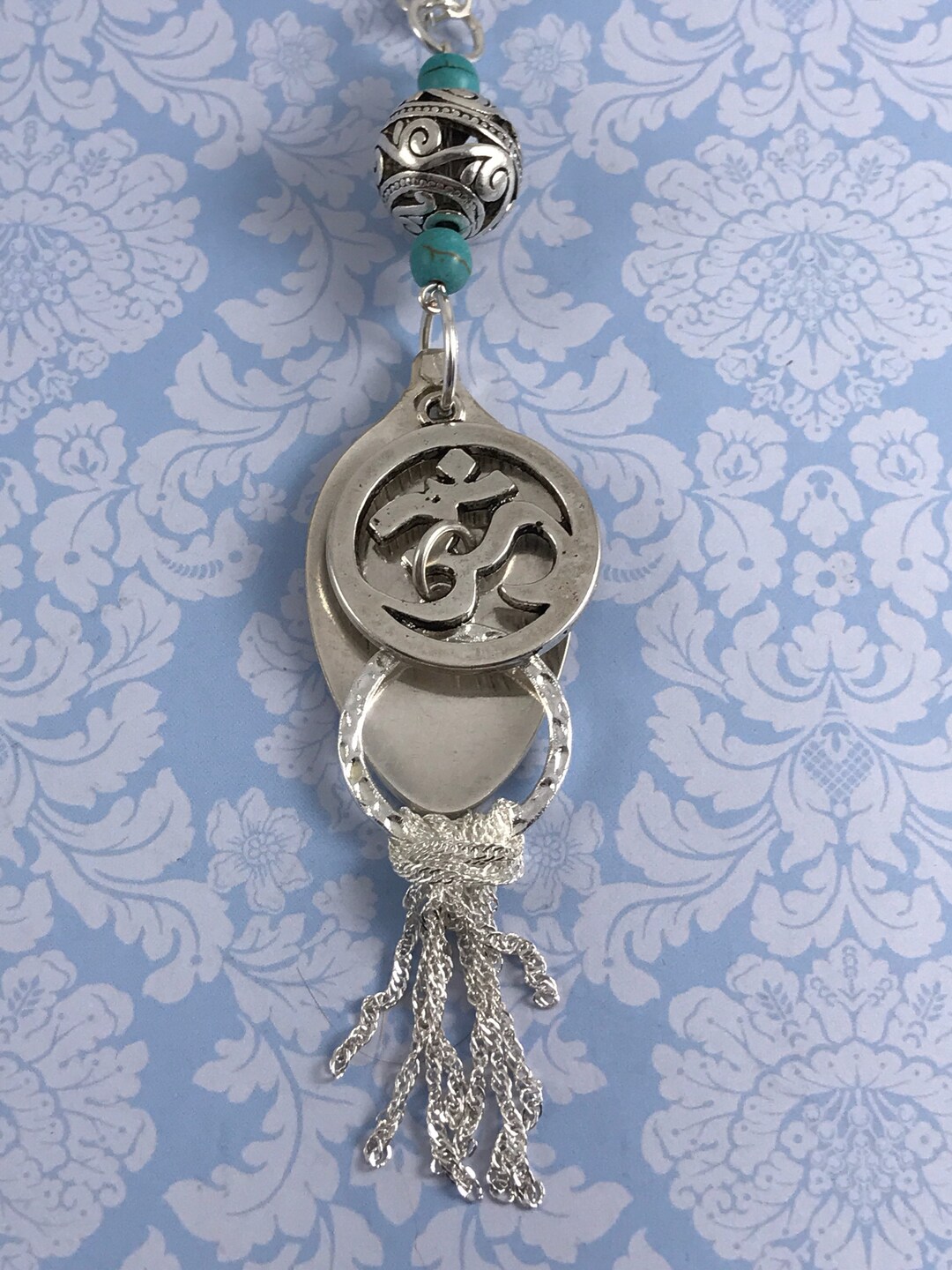 Yoga Om Charm Pendant: Boho Silverware Spoon Necklace - Etsy New Zealand