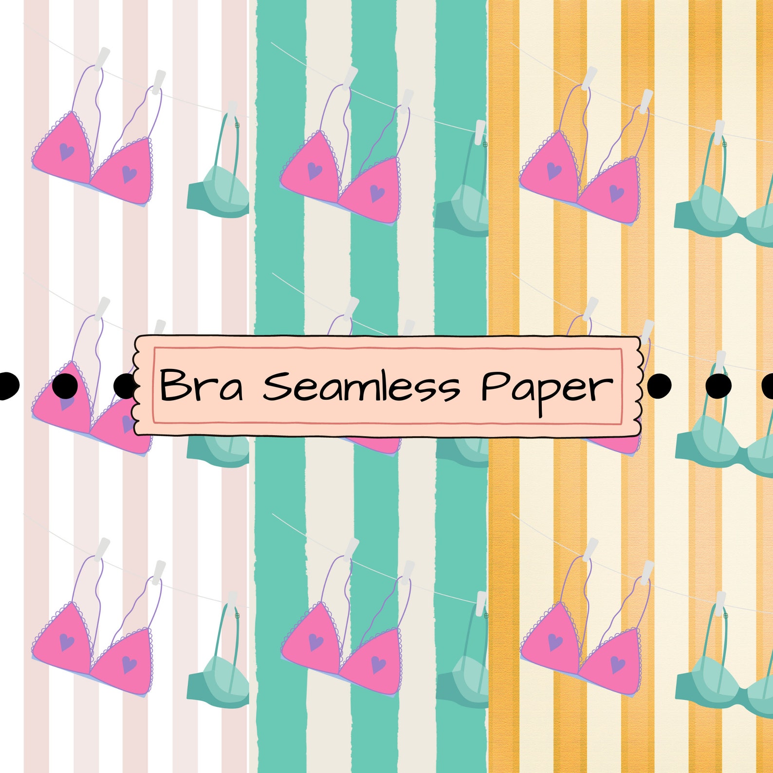 Breast Cancer Ribbons, Bras, and Lingerie Digital Seamless Paper ...