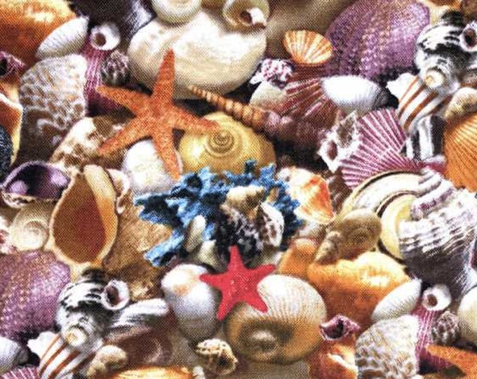 Navy Shells Fabric Seashell Summer Beach Fabric Baby Nursery by Andrea ...