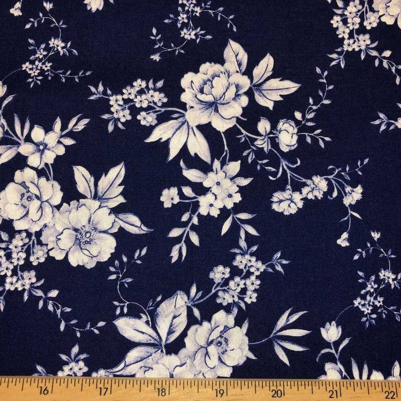 Blue Floral Fabric - Etsy