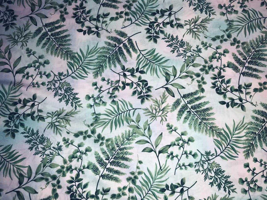 Pastel Fern Fabric Beautiful Green Ferns Fabric Dragonfly - Etsy