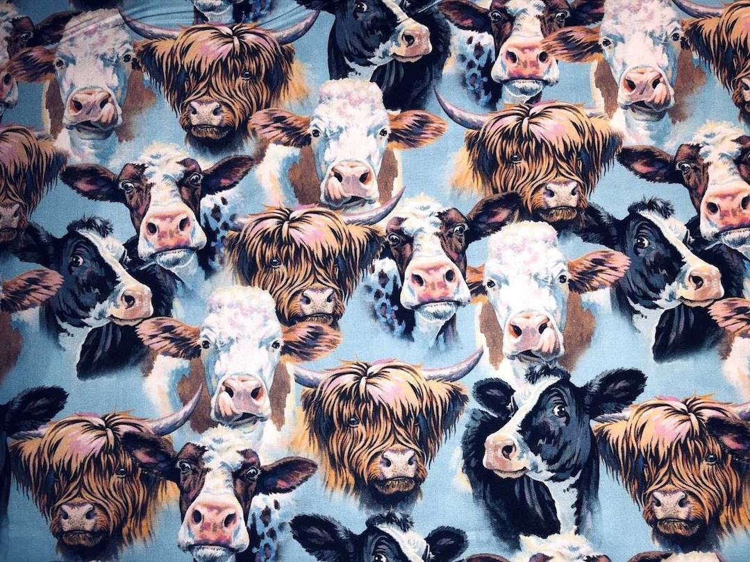 Fabric Cow Fabric Dairy Farm Fabric Herd of Cows Fabric Cow Selfie ...