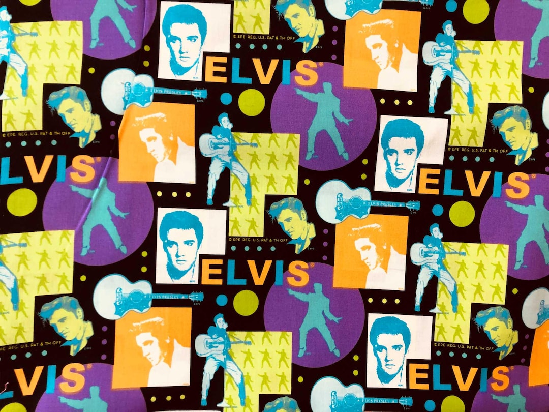 Vintage Elvis Presley Fabric by the Yard King of Rock and Roll Music ...