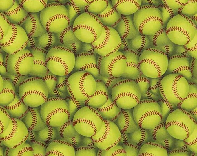 Yellow Softball Quilt Fabric Softball Dirt Bling Wholecloth Cheater ...