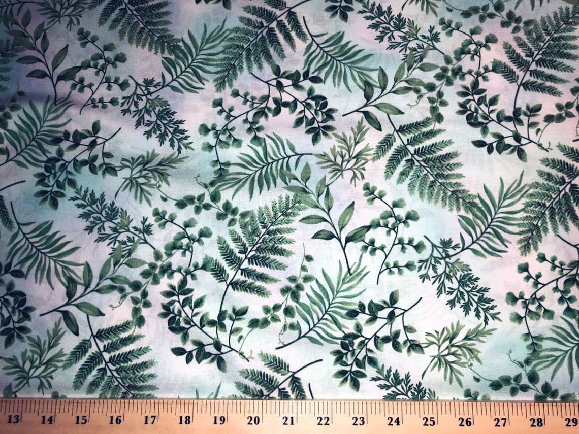 Pastel Fern Fabric Beautiful Green Ferns Fabric Dragonfly - Etsy